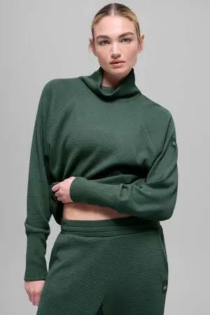 Alo Yoga Waffle Weekend Escape Long Sleeve Top - Clover Green